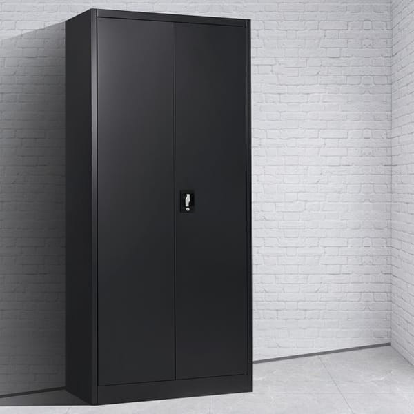 Metal Lockable Storage Cabinet with 2 Doors and 4 Shelves - Bed Bath ...