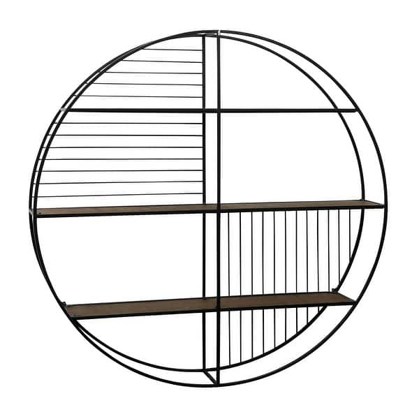Carbon Loft Wilcoxon Metal Circular Open Wall Shelf Unit with Wood ...