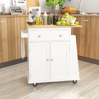 Mobile Kitchen Storage Island Cart with 3-Tier Spice Rack - N/A - Bed ...