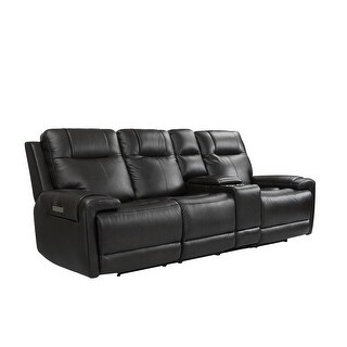 Trevor Triple Power Sofa With Console | Genuine Leather | Lumbar ...