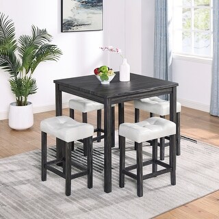 5 Piece Industrial Breakfast Dining Table Set,Bar Table and Chairs Set ...