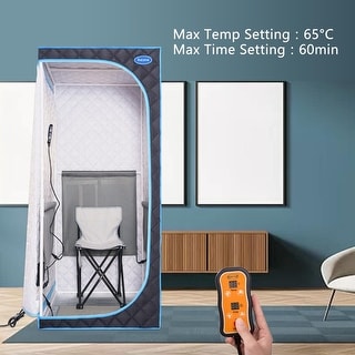 Black Portable Infrared Sauna Tent with Foot Pad and Foldable Chair ...