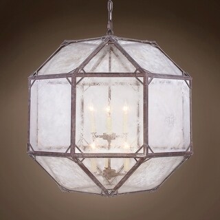 Parisian Octagonal 6 Light 24" Weathered Rust Antique Glass Pendant ...
