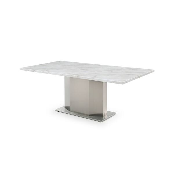 79'' Long Large Marble table with stainless steel base - Bed Bath ...
