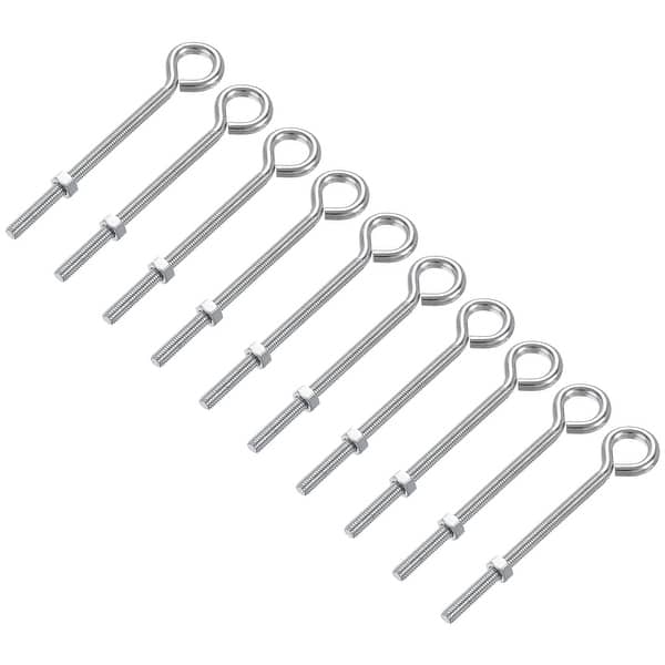 M6x90mm Eye Hooks Screws Bolts Kit,10pcs Carbon Steel Hanger Eyelet ...