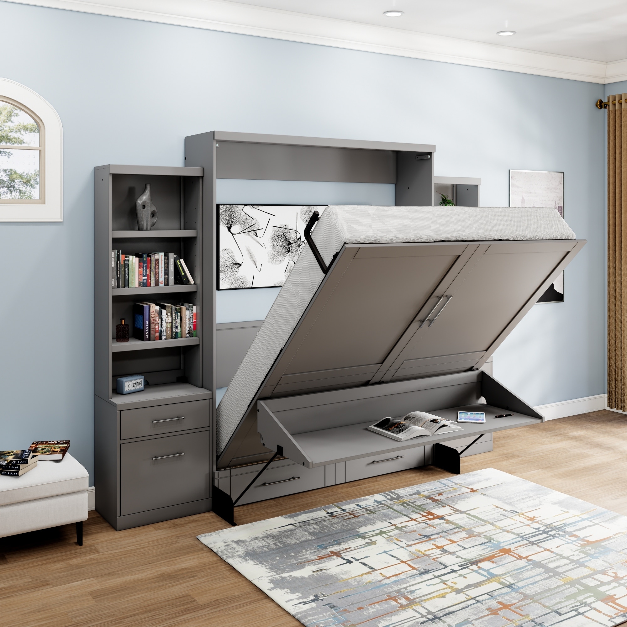 Brentwood Queen Murphy 2 pier Desk Bed