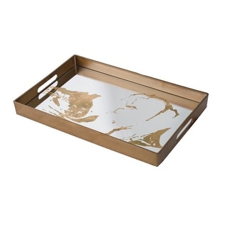 18 Inch Decorative Tray, Modern Mirrored Base, Bronze Metal Frame - 2 H ...