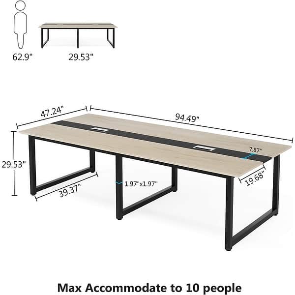 8FT Rectangle Conference Table Large Meeting Table for Office - 47.24"D ...