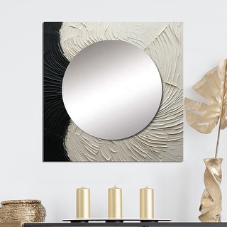 Designart "minimalism black and white paint reunion" Modern Wall Mirror ...