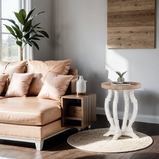 French Country Accent Table - Hourglass Base, Lipped Round Top ...