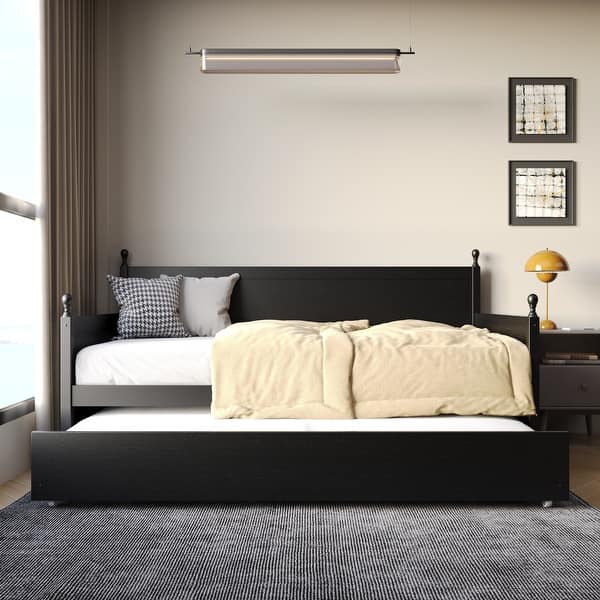 CraftPorch Mid-Century Modern Wooden Twin Size Daybed With Trundle ...