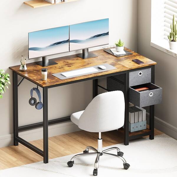 Computer Desk with Drawers 40 Inch Office Small Spaces Table Writing ...