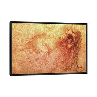 iCanvas "Sketch of a Roaring Lion" by Leonardo da Vinci Framed Canvas ...