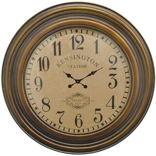 Three Hands 62420 40 Inch Diameter Wood Hanging Wall Clock - Bed Bath ...