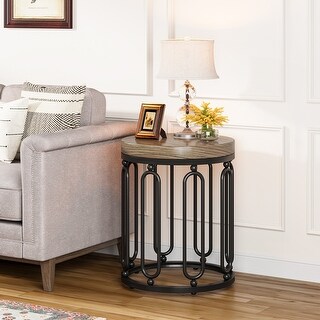 Rohan 28-inch Round Mango Hardwood Side Table with Shelf - On Sale ...