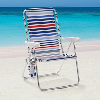Aluminum Bungee Beach Chair, Red White & Blue Stripe - Bed Bath ...