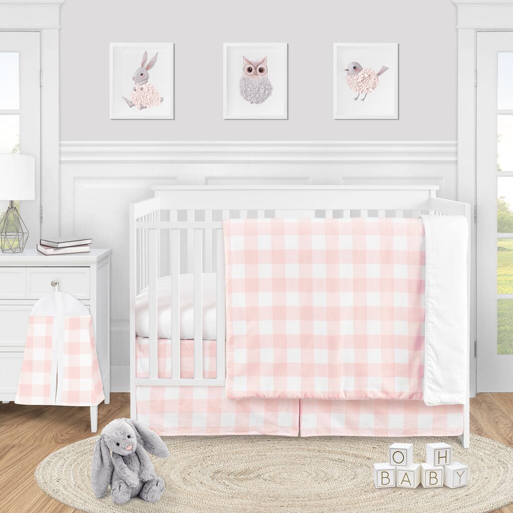 Pink Buffalo Plaid Check Girl 4-piece Nursery Crib Bedding Set - Blush ...
