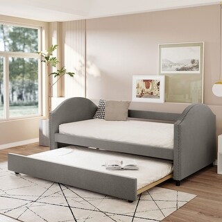 Full Daybed with Twin Size Trundle, Feature a Backrest and Two Armrests ...