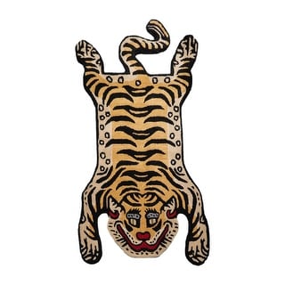 Hand Tufted Hand Made Wool Tiger Novelty Oriental Area Rug Gold - 3' x ...