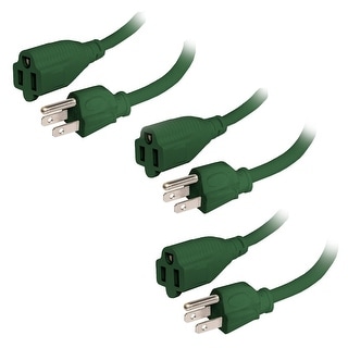 Green Extension Cord 3 Pack, 10ft 15ft & 25ft - 16/3 SJTW Durable ...