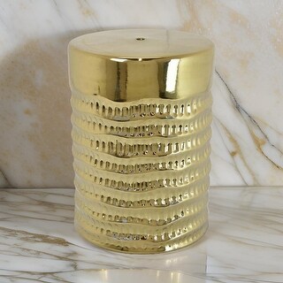 Hama 18 Inch Plant Stand, Horizontal Ribs, Embossed Pattern, Gold ...