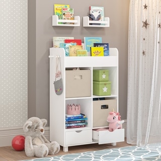 Book Nook White MDF Multi-Cubby Storage Cabinet Including 10 inch ...
