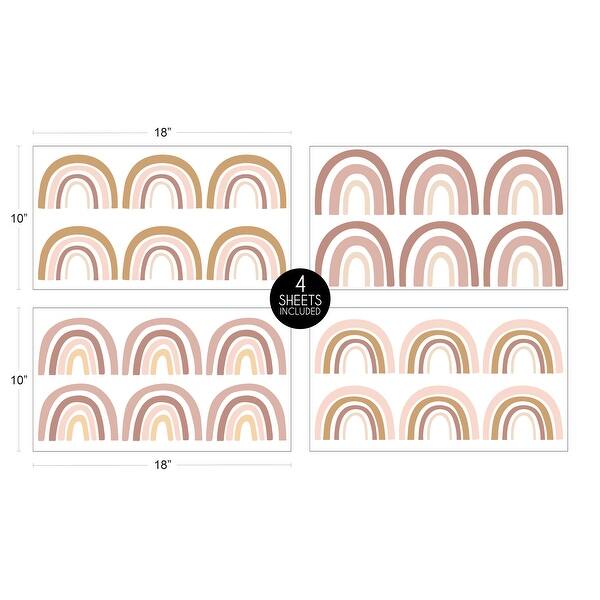 Boho Blush Pink Rainbow Nursery Wall Decal Stickers (Set of 4) - Bed ...