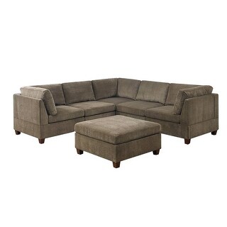 6 Piece Chenille Modular Sectional Sofa in Tan - Bed Bath & Beyond ...