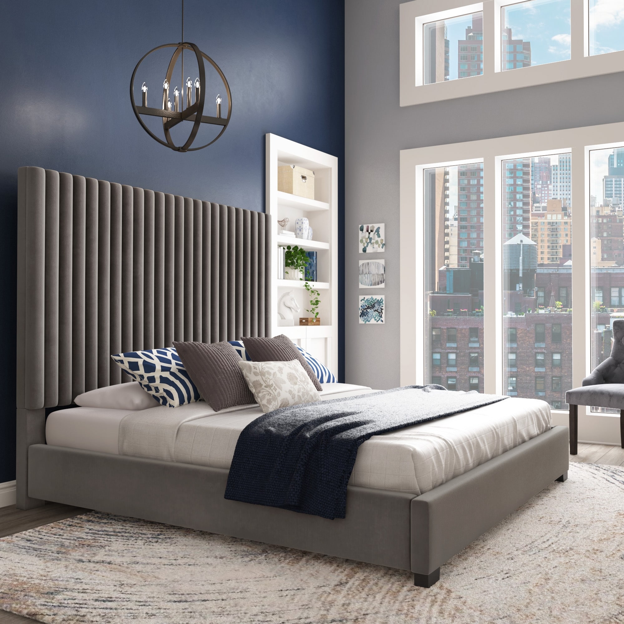 Adrienna tufted solid wood and upholstered platform bed store
