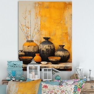 Designart "Artistic Yellow Pottery III" Boho Pottery Wall Art Decor ...