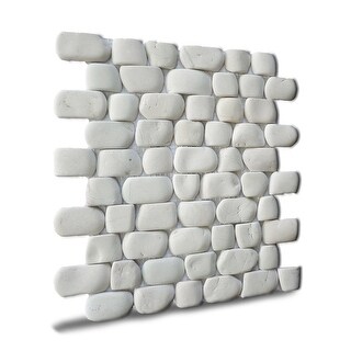 Strip White Pebble Mosaic Tiles for Backsplash Kitchen and Bathroom ...