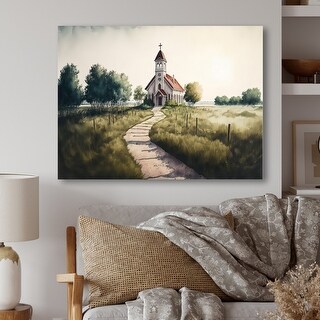 Designart "Winding Path To Church III" Spiritual Canvas Wall Art - Bed ...