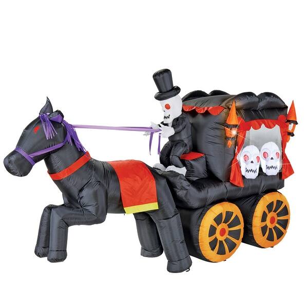 10-Foot Long Skeleton Hearse Halloween Inflatable Decoration - 113 x 74 ...