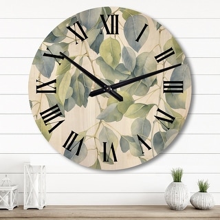 Designart "White Green Minimalism Eucalyptus Essence II" Leaves ...