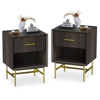 Modern One Drawe Wood Nightstands (Set of 2) - Bed Bath & Beyond - 39301235