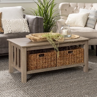 Traditional Storage Coffee Table with Bins, Driftwood - Bed Bath ...