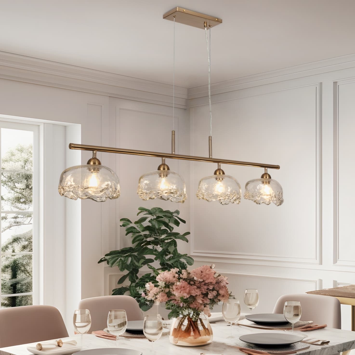 Denan Modern Contemporary Transitional 5 Lights Gold Cluster Linear ...