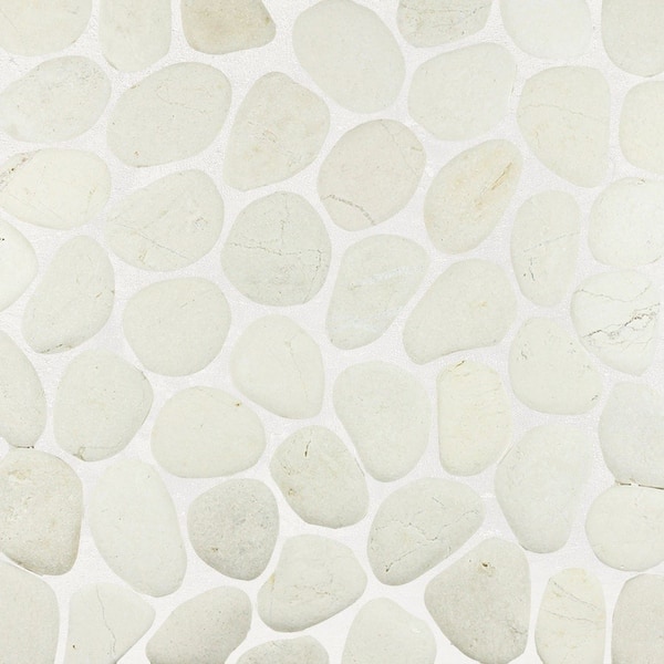 pebble stone tile backsplash