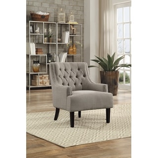 Modern Traditional Accent Chair Button Tufted Textured Fabric ...