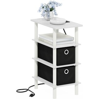 4-Tier Side Table with USB and Type-C Charging, White/Black - Bed Bath ...