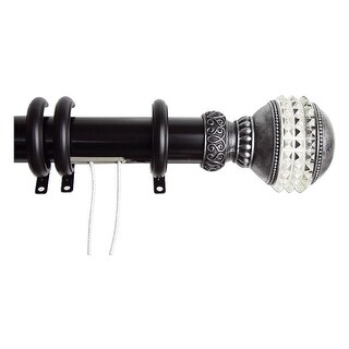 Gemstone Decorative Traverse Rod With Rings 66in 120in Black - 82 x 4 x ...