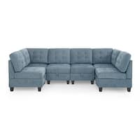 Blue Fabric Modular Sofa, U-shape Sectionals Sofa with Storage Seat - Small U-Shape - On Sale ...