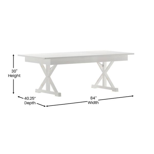 7' x 40" Rectangular Antique Rustic Solid Pine Folding Dining Table ...