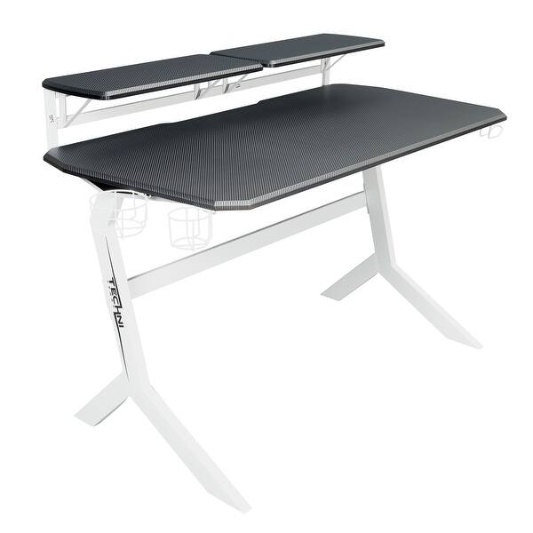 Sport Gaming Desk Two Way Computer Desk with Elevated Monitor Stands ...