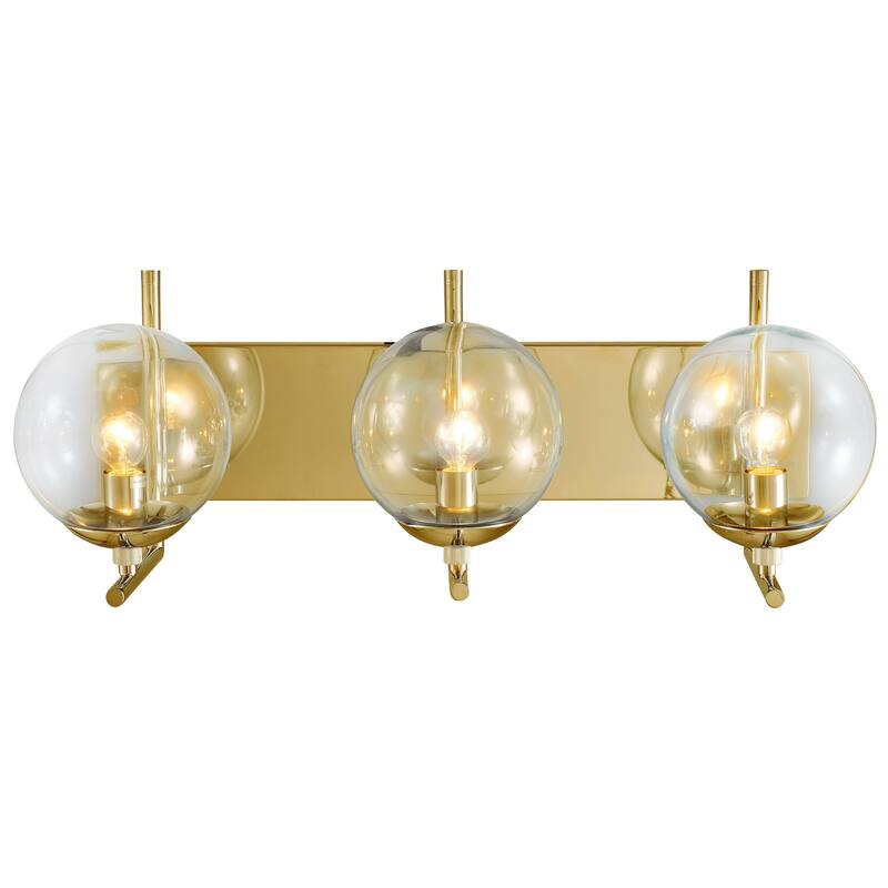 3 Light Gold Metal Wall Sconce with Clear Glass Shades - Overstock ...