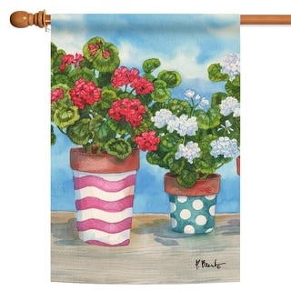 Blue and Green Colorful Geraniums Outdoor House Flag 28" x 40" - Bed ...