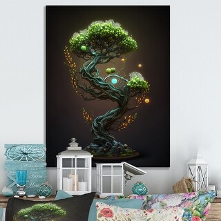 Designart 'Neon Bonsai Swirl Tree I' Tree Canvas Wall Art - Bed Bath ...