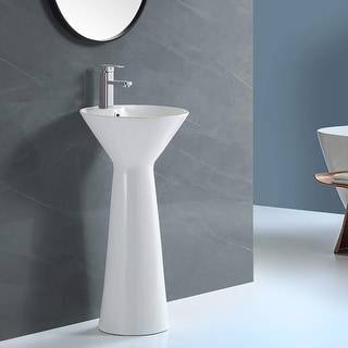 Fine Fixtures Pyramid Pedestal, Elegant One Piece Pedestal Sink, Center ...