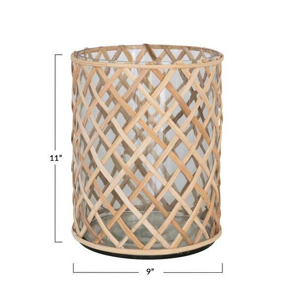 Recycled Glass Rattan Wrapped Vase/Hurricane - Bed Bath & Beyond - 35626178