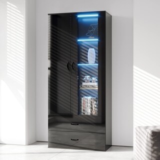 Tall Display Cabinet with Led Lights, Modern LED Display Cabinet LED ...